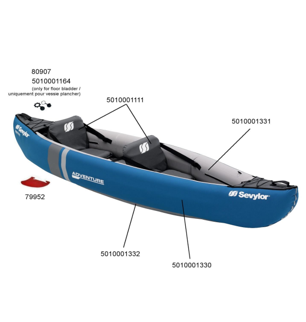 Pieces Detachees Kayak gonflable Sevylor Adventure